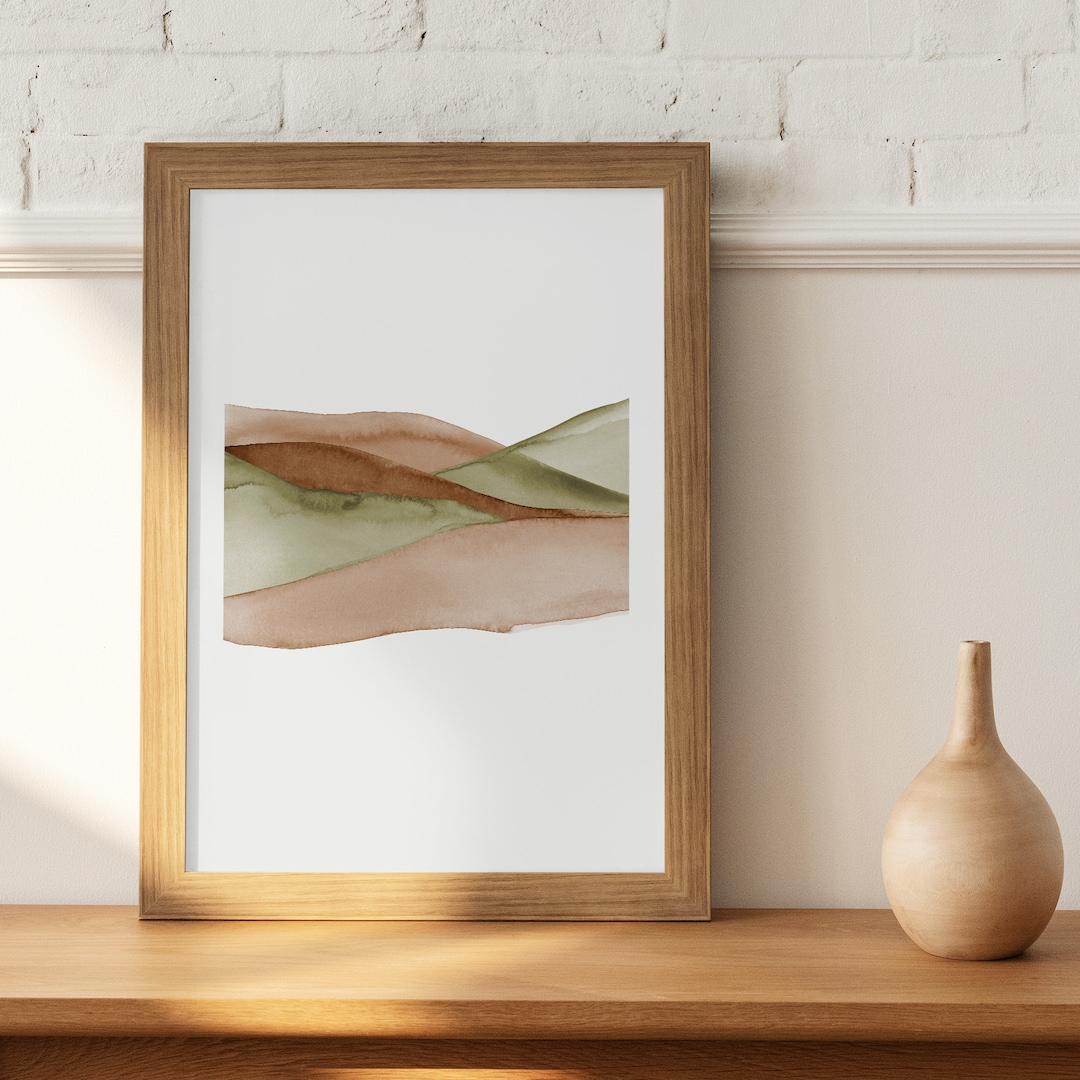 Earth Tone Printable Boho Mountains, Abstract Aesthetic Painting ...