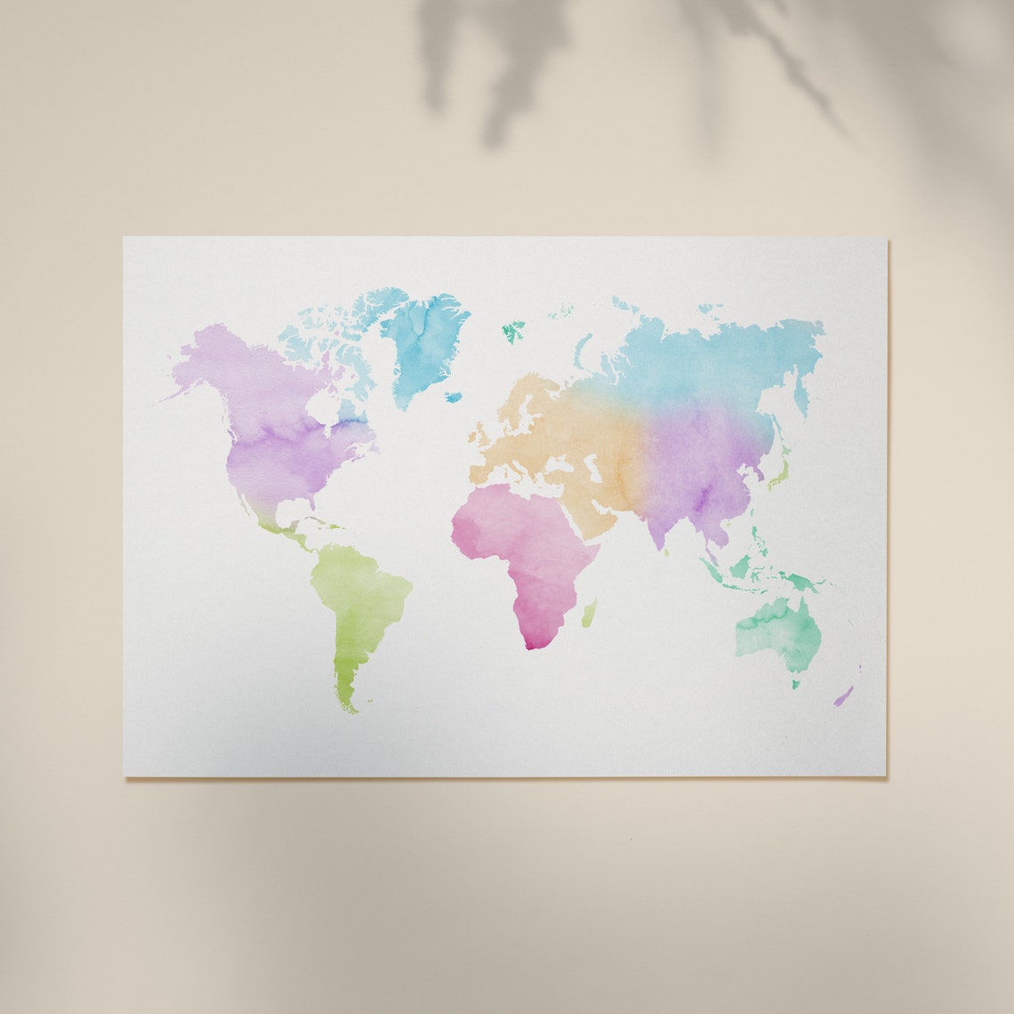Watercolour World Map Colorful World Map Printable | Etsy Canada