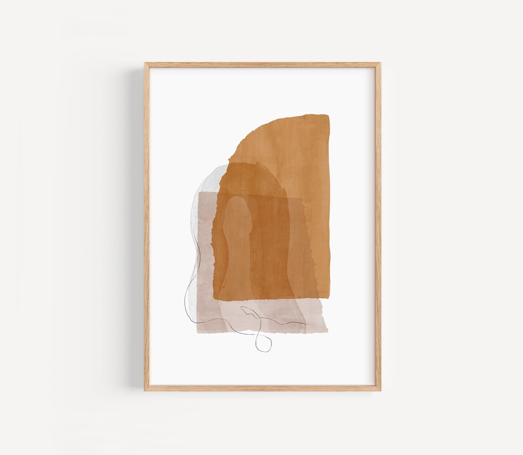 Ochre Minimalist Printable Art, Abstract Paper Shapes Print, Mustard ...