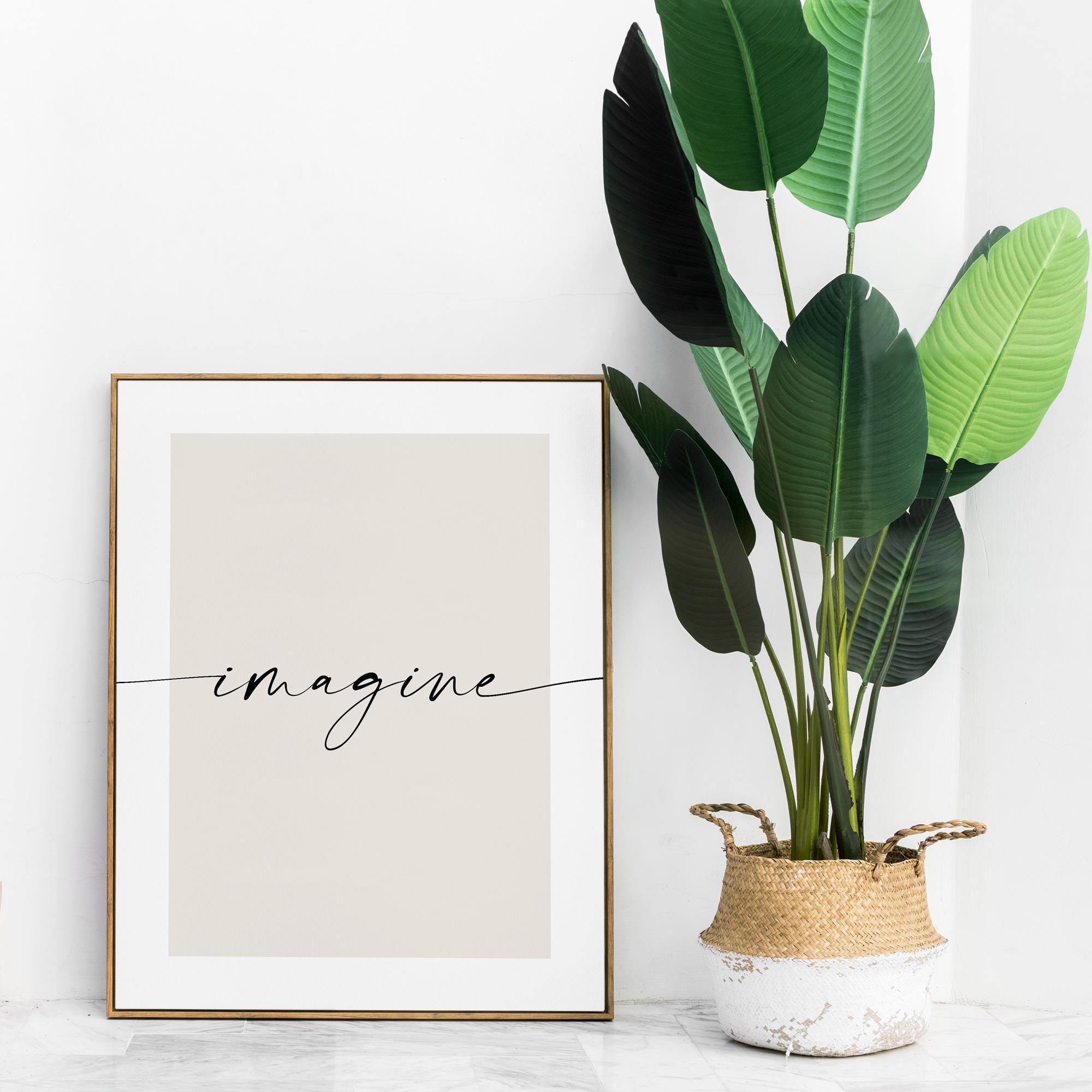 Imagine Printable Wall Art, Minimalist Quote Print, One Line Word ...