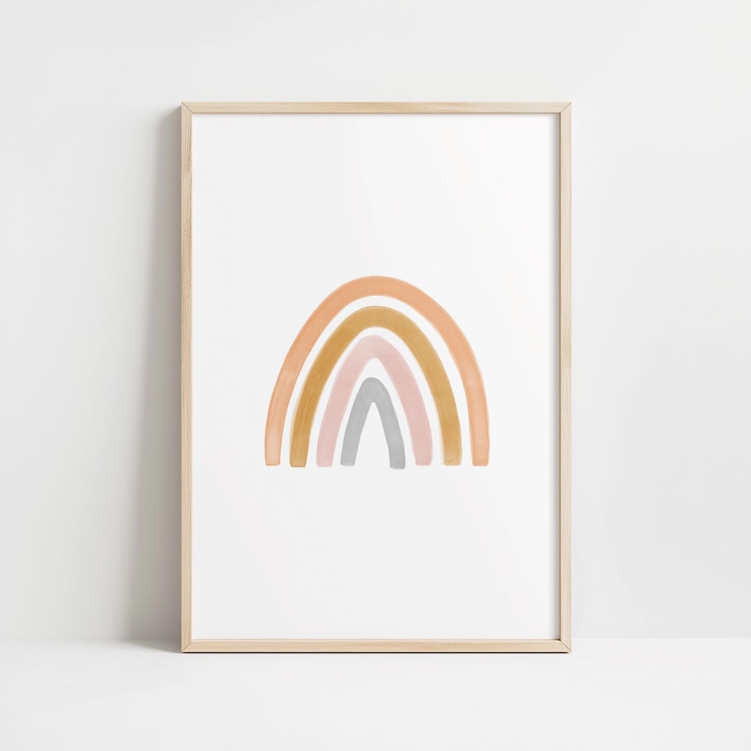 Watercolor Rainbow Printable Wall Art, Nursery Rainbow Poster in Warm ...