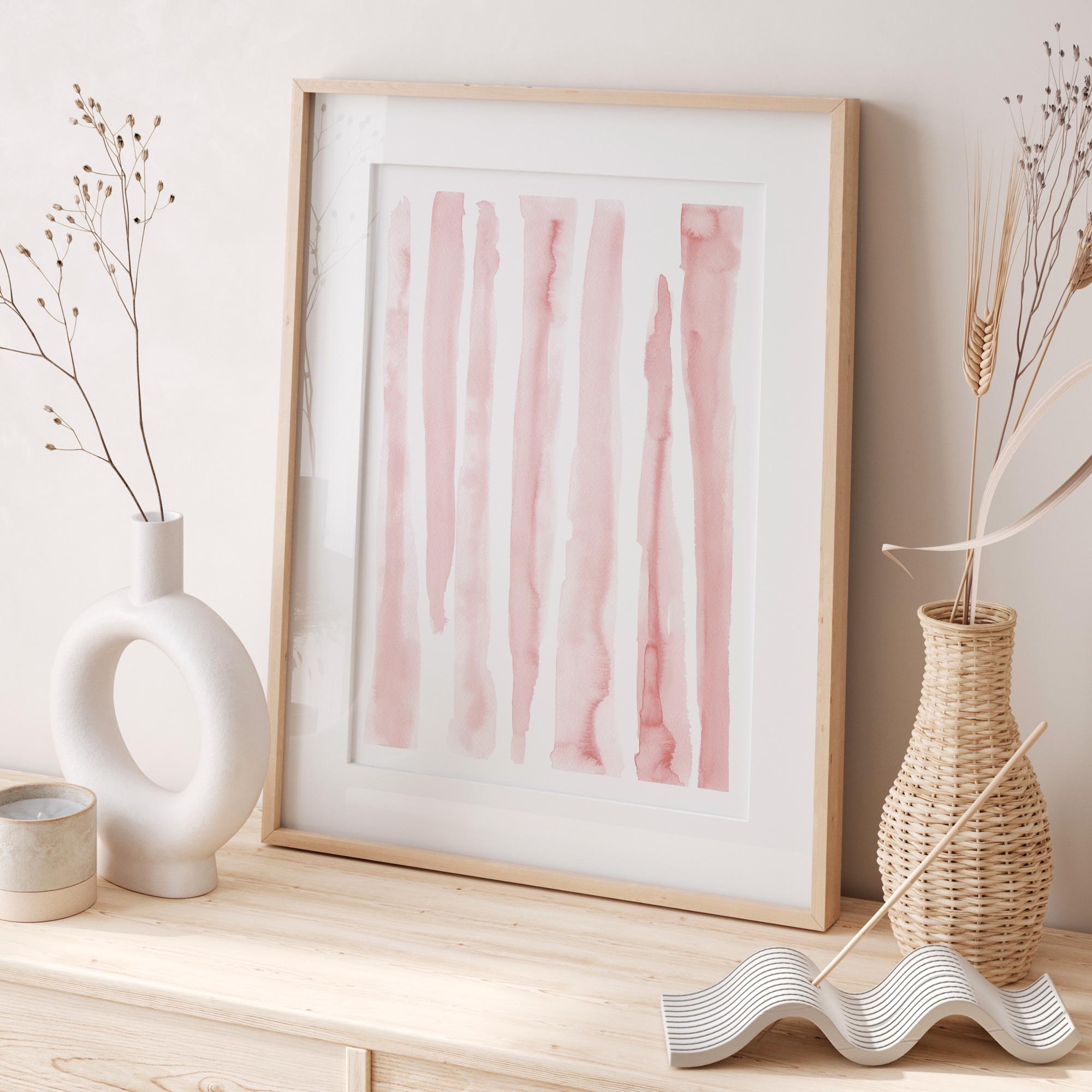 Pink Watercolor Abstract Print, Brushstroke Painting Wall Art ...