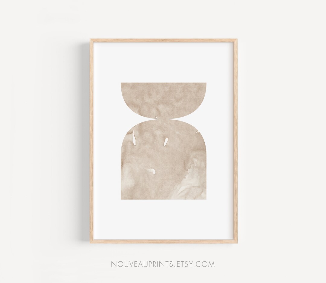 Watercolor Geometric Shapes Wall Art, Scandi Minimalist Art Print ...
