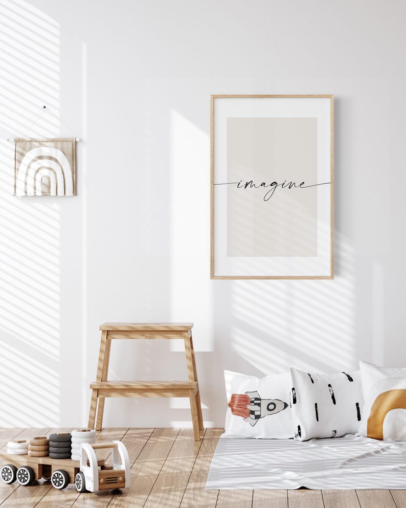 Imagine Printable Wall Art, Minimalist Quote Print, One Line Word ...