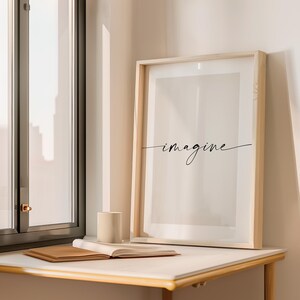 Imagine Printable Wall Art, Minimalist Quote Print, One Line Word ...