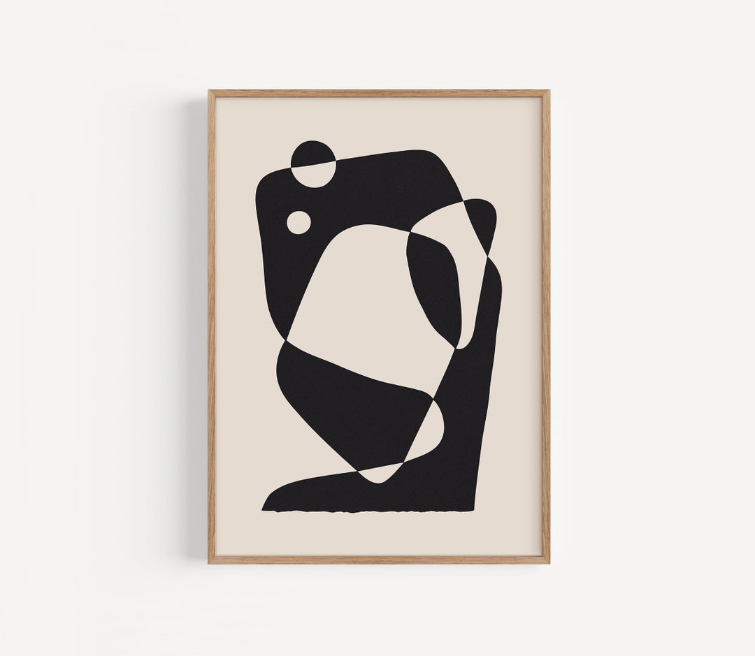 Black and Beige Geometric Art Print, Minimalist Aesthetic Digital Print ...