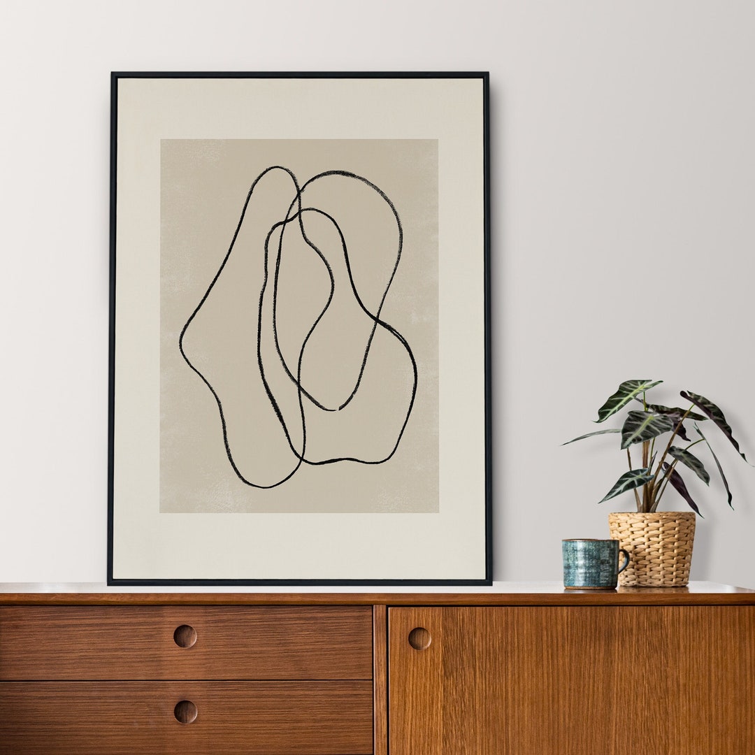 Modern Scribble Line Art, Abstract Black Line Shapes Print, Printable ...