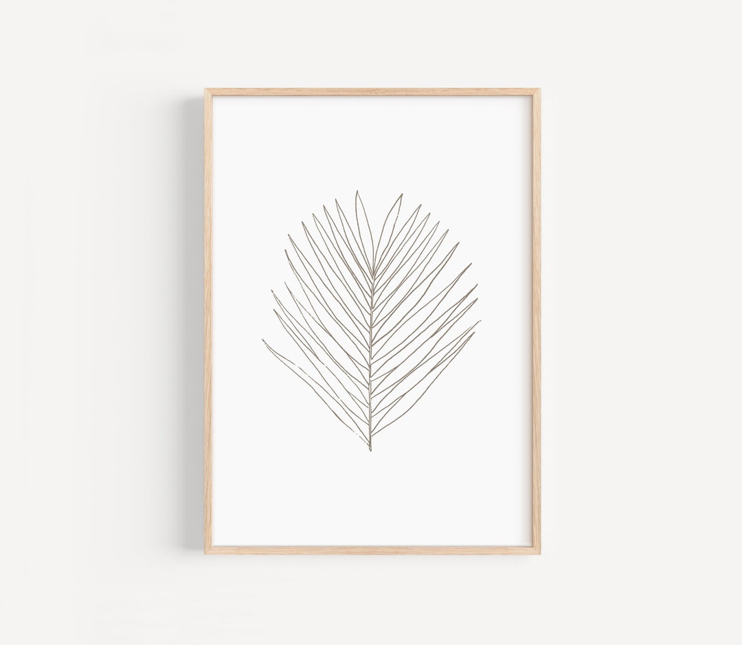 Printable Beige Leaf Line Drawing Palm Frond Drawing Wall - Etsy