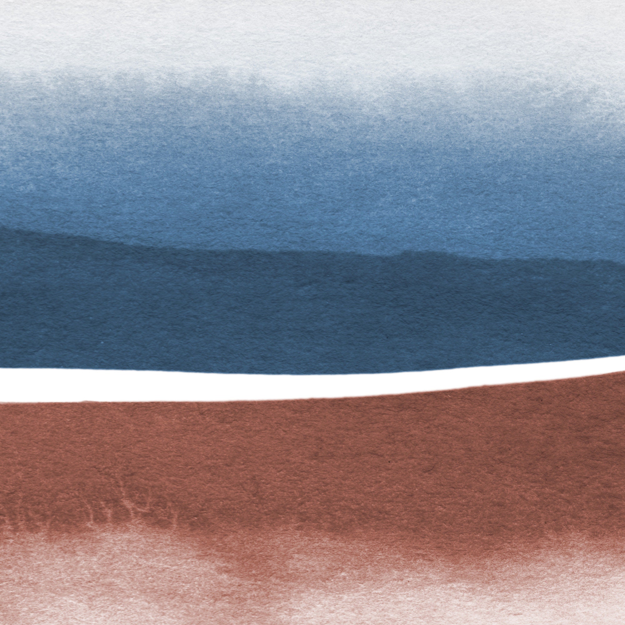 Abstract Watercolor Rust Navy Art Horizontal Wall Art | Etsy