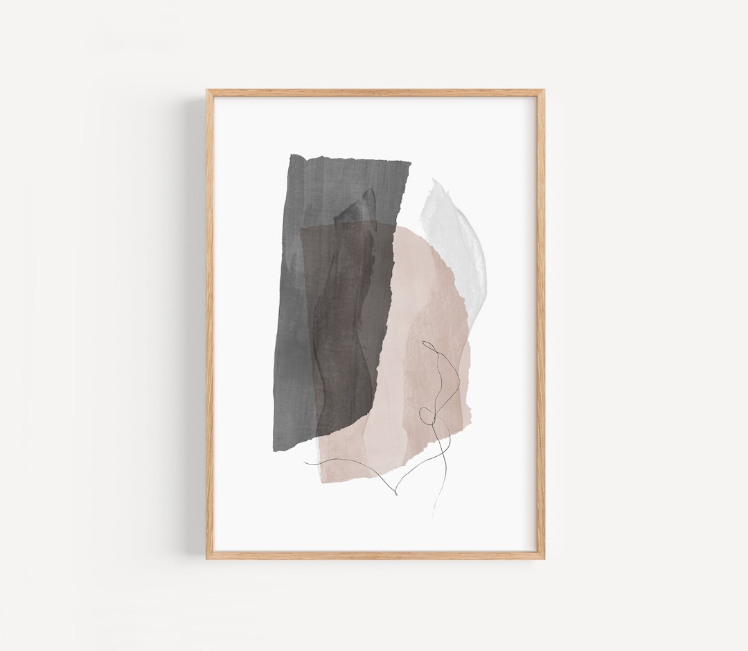 Gray Beige Shapes Printable Art, Contemporary Artwork Instant Download ...