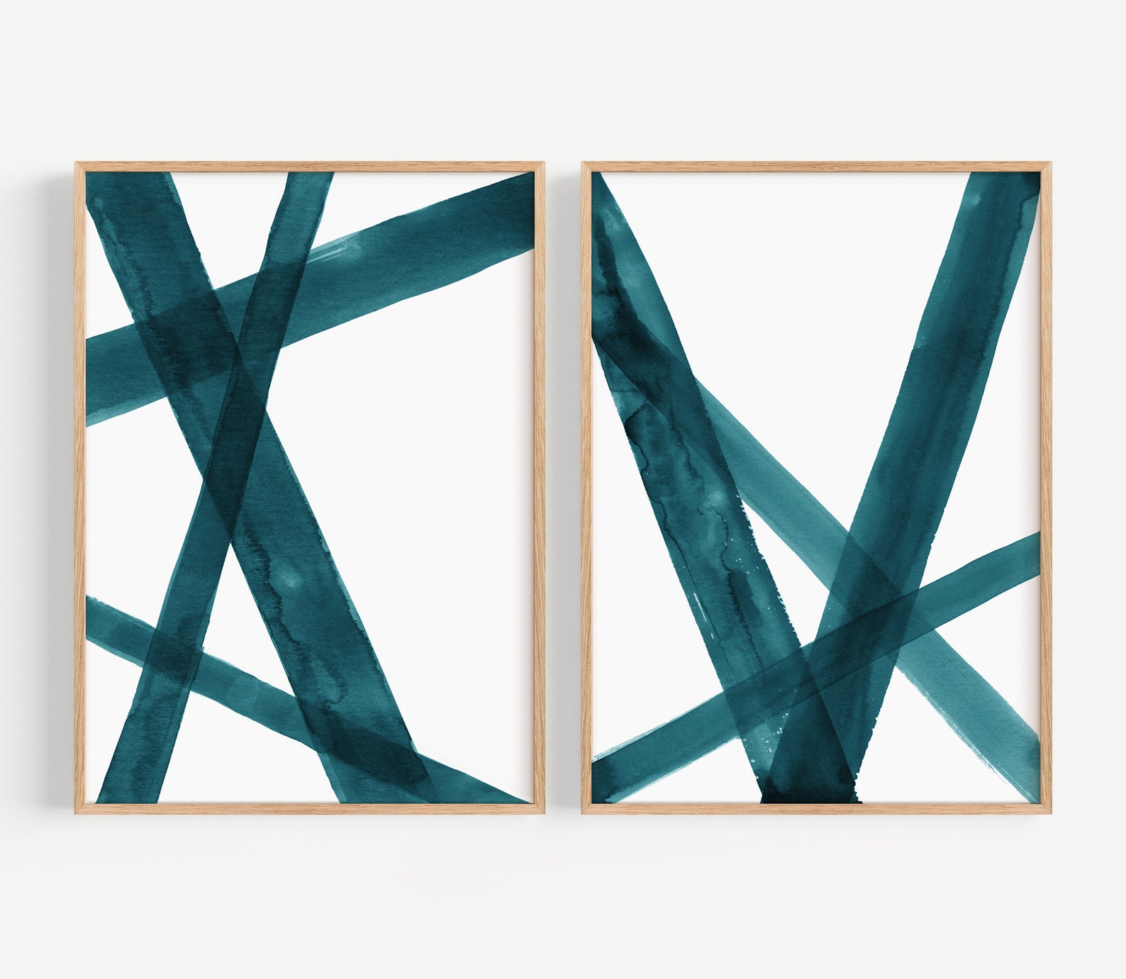Set of 2 Teal Prints Abstract Printable Modern Minimal - Etsy