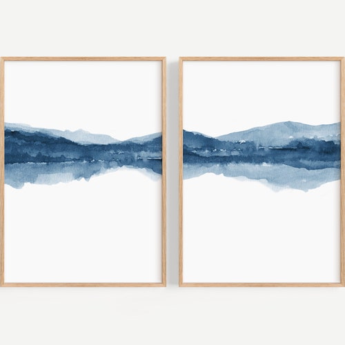 Blue Watercolor Abstract Printable Set of 2 Digital Art - Etsy