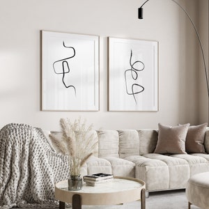 Set of 2 Minimal Lines Prints, Modern Ink Lines Print, Modern ...