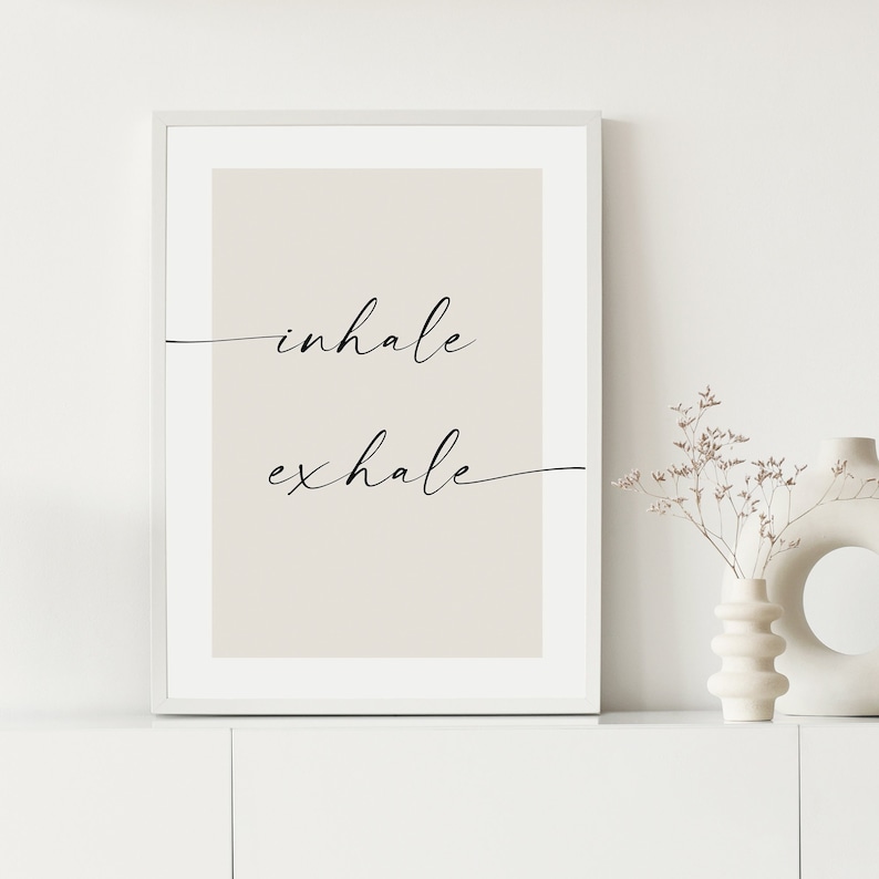 Inhale Exhale Art Print, Yoga Printable Quotes, Motivational Wall Decor ...