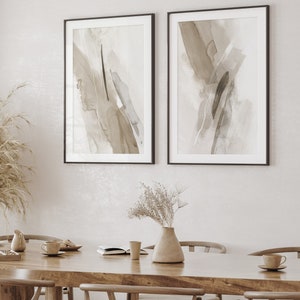 Set of 2 Watercolor Strokes, Beige Brown Brushstroke Art Prints ...
