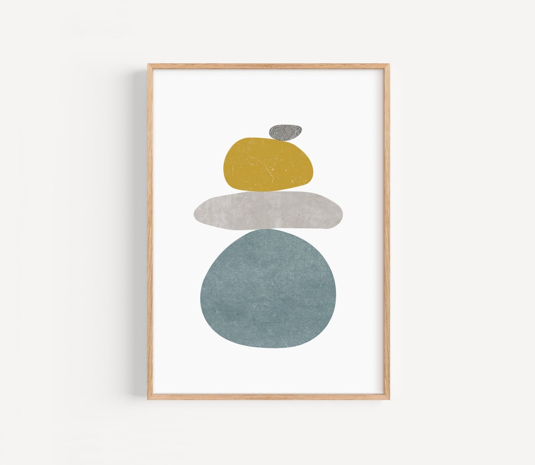 Balanced Pebbles Print Digital Download, Modern Minimalist Stone Wall ...