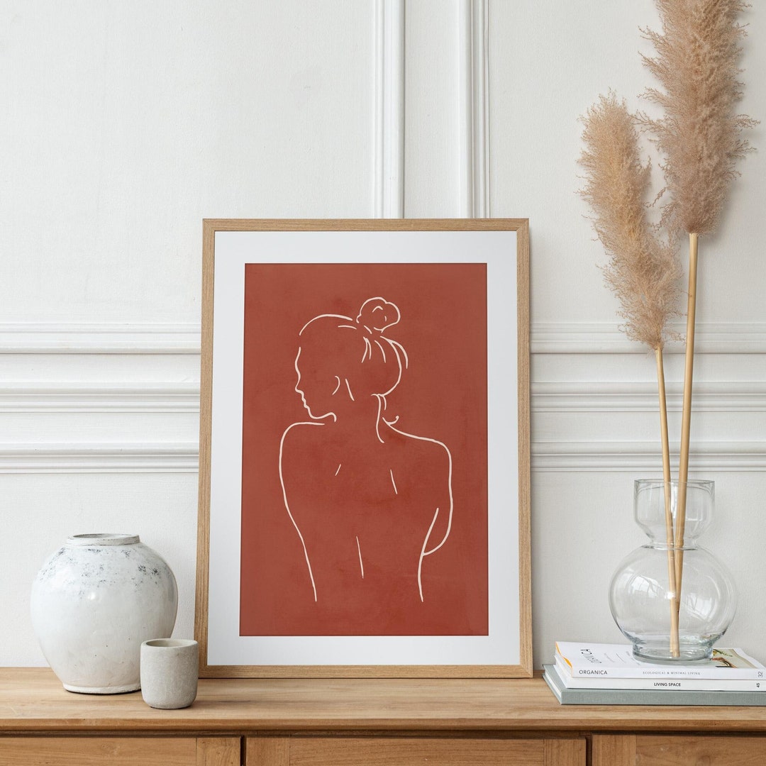 Terracotta Woman Line Drawing, Female Figure Printable Art, Women ...
