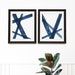 Set of 2 Blue Prints Abstract Printable Modern Minimal Wall - Etsy