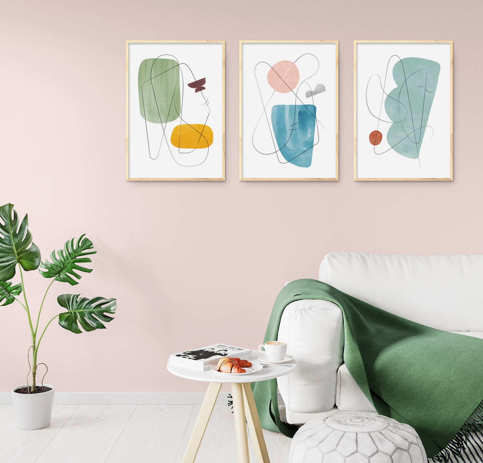 Printable Wall Set Abstract Printable Set of 3 Prints | Etsy