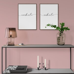 2 Laminas Respira Inhala Exhala Cuadros Frase para Imprimir - Etsy México