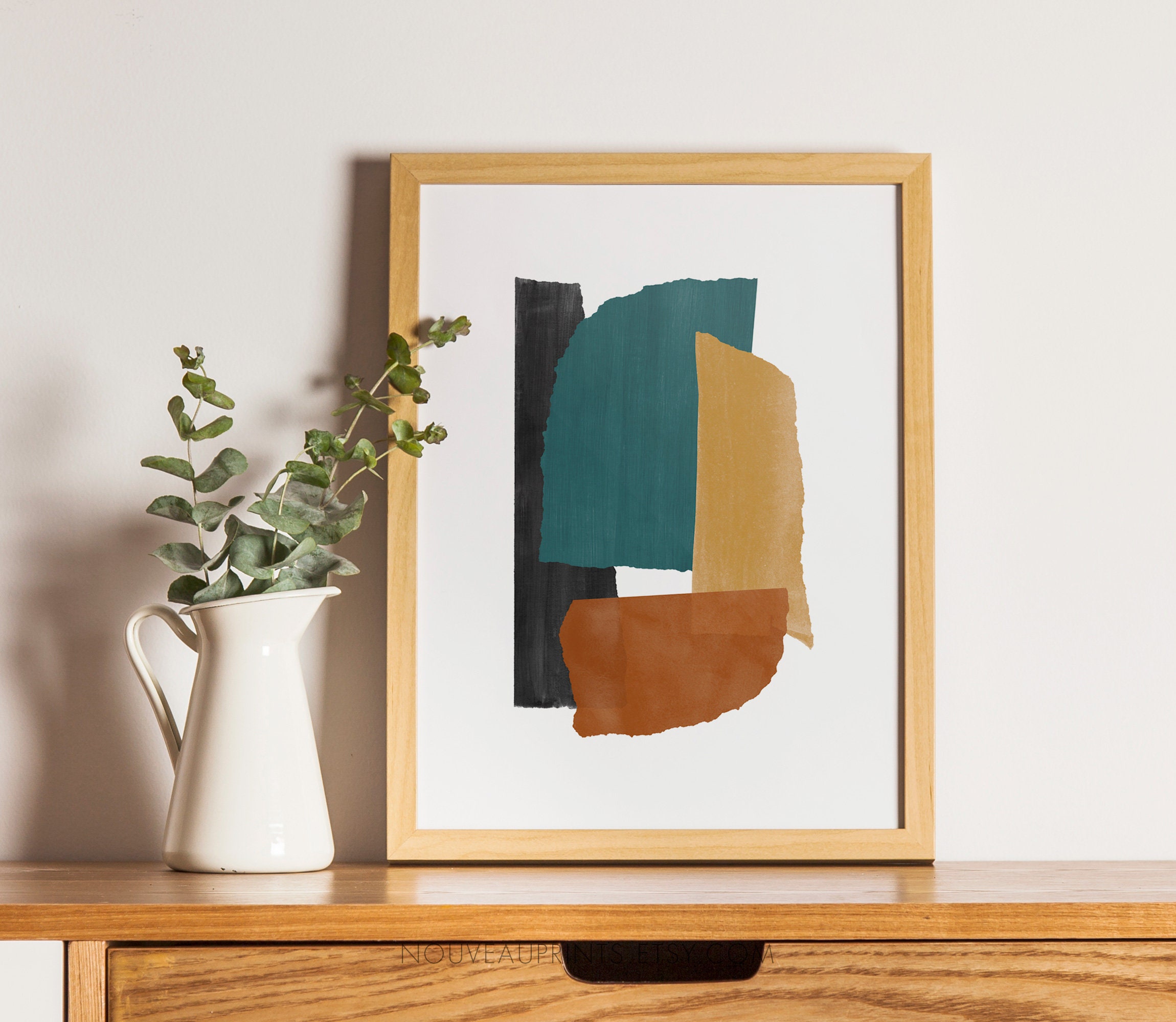 Cuadro Abstracto Collage Moderno Arte Minimalista Lamina | Etsy