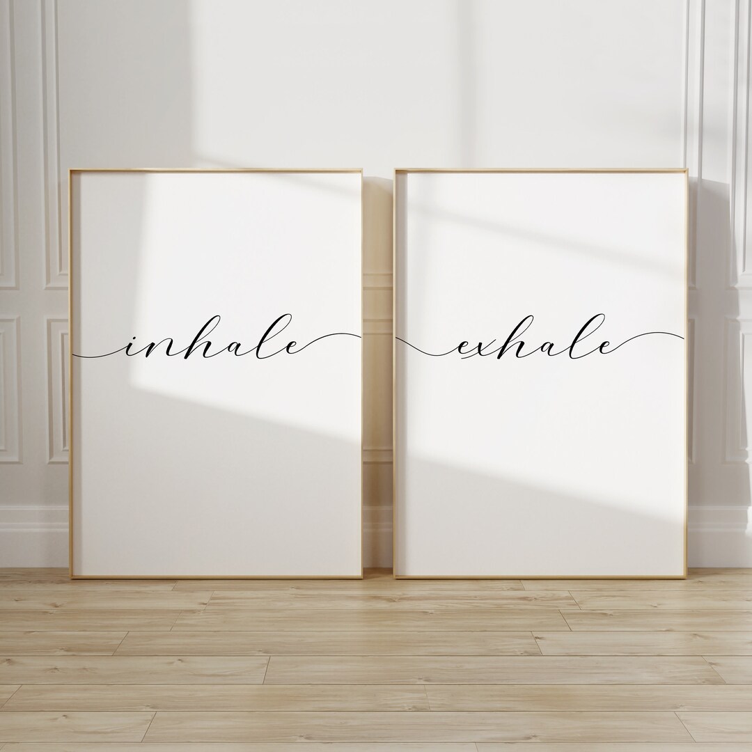 2 Laminas Respira, Inhala Exhala, Cuadros Frase para Imprimir, Posters ...