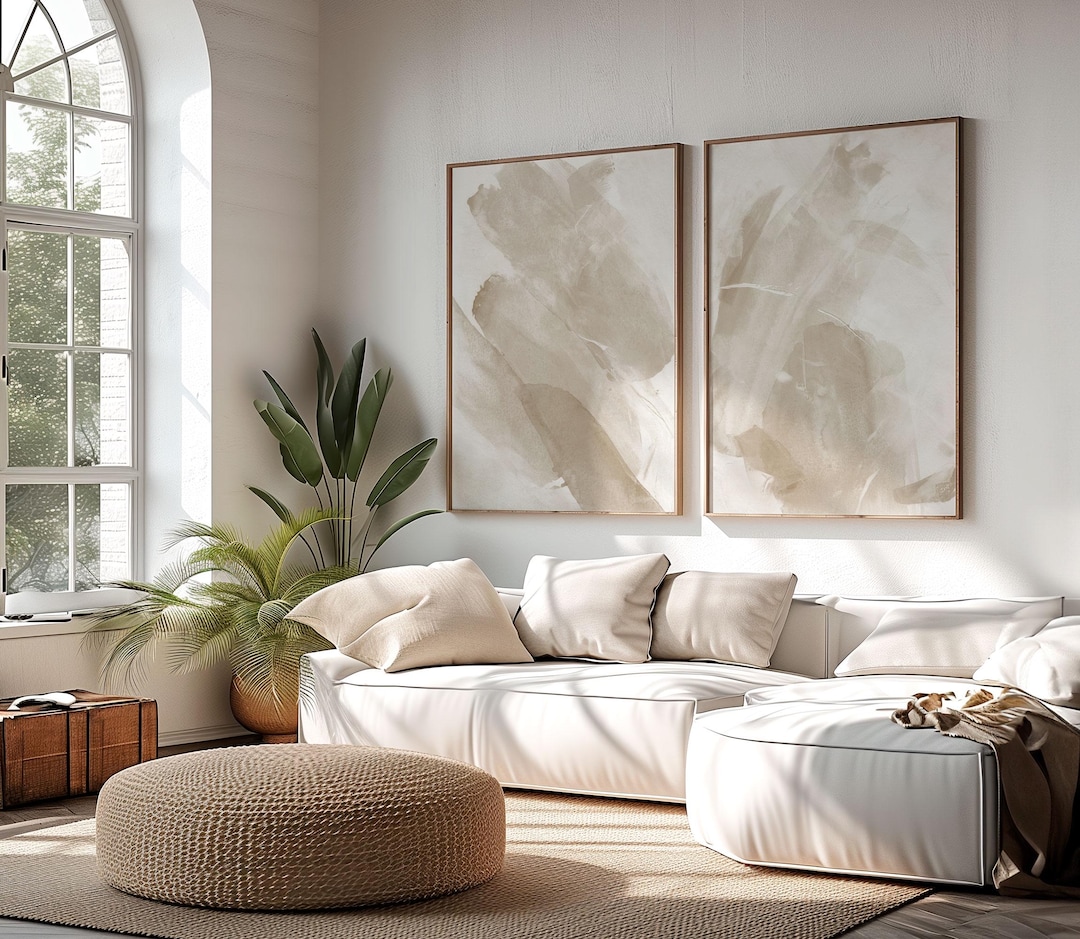 Beige Wall Art Set of 2, Minimalist Poster Set in Neutral Tones ...