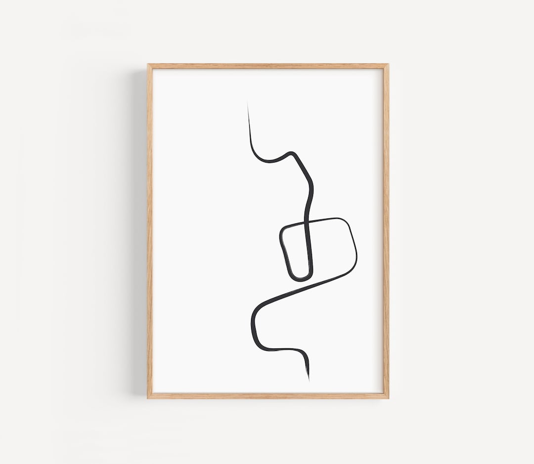 Minimalistic Line Art Print, Large Modern Line Drawing, Nordic Abstract ...