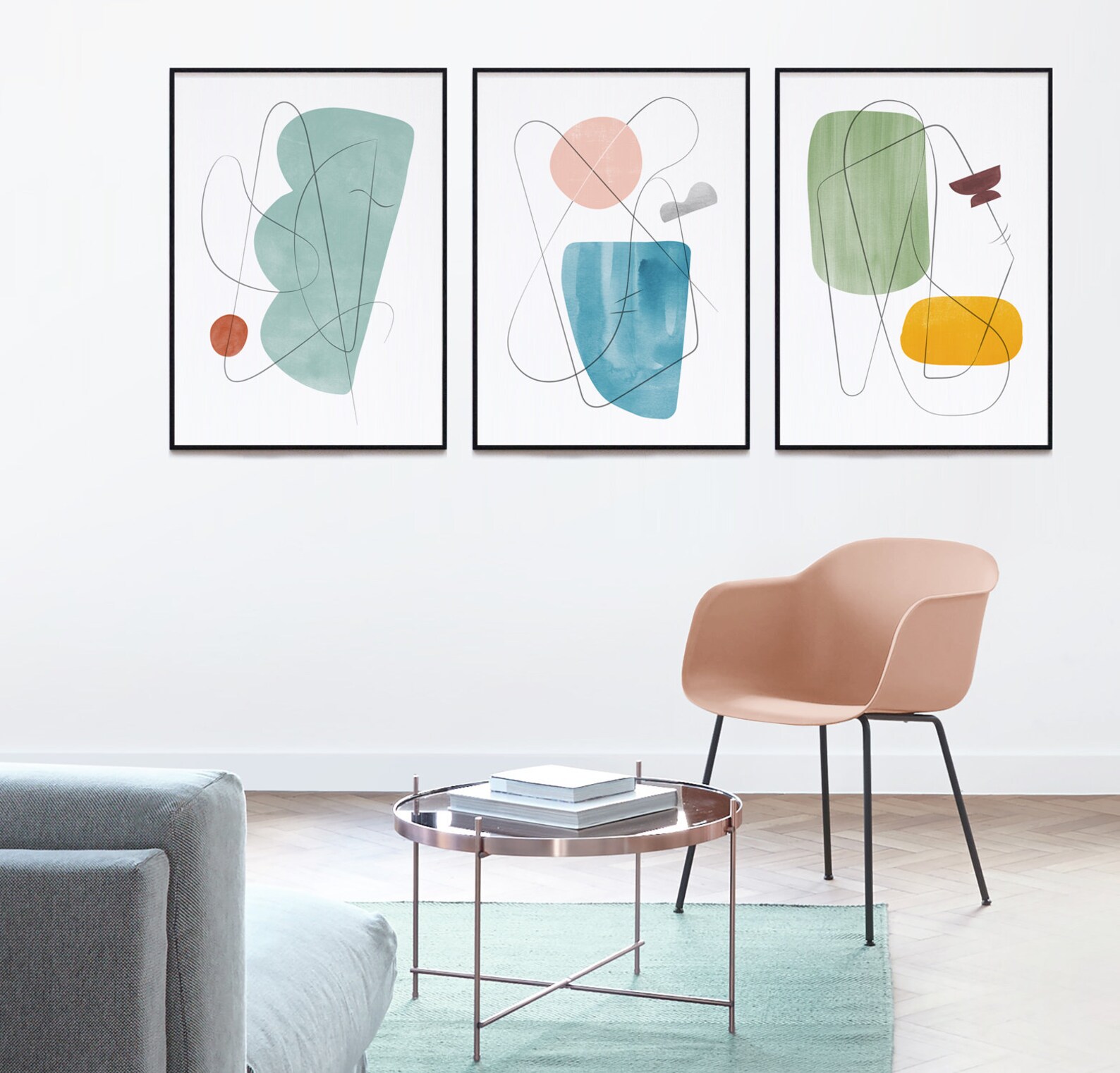 Printable Wall Set Abstract Printable Set of 3 Prints | Etsy