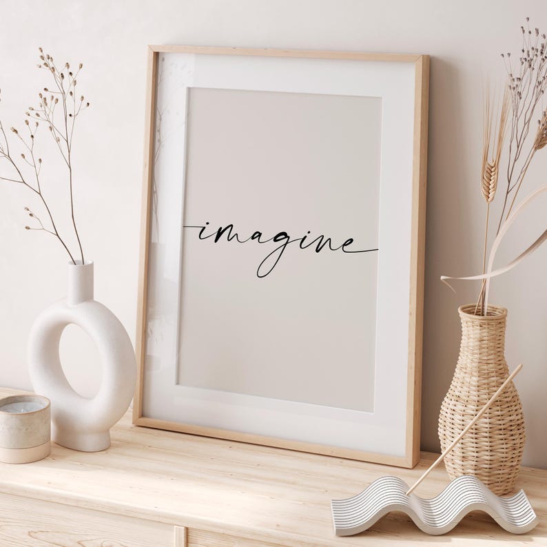 Imagine Printable Wall Art, Minimalist Quote Print, One Line Word ...
