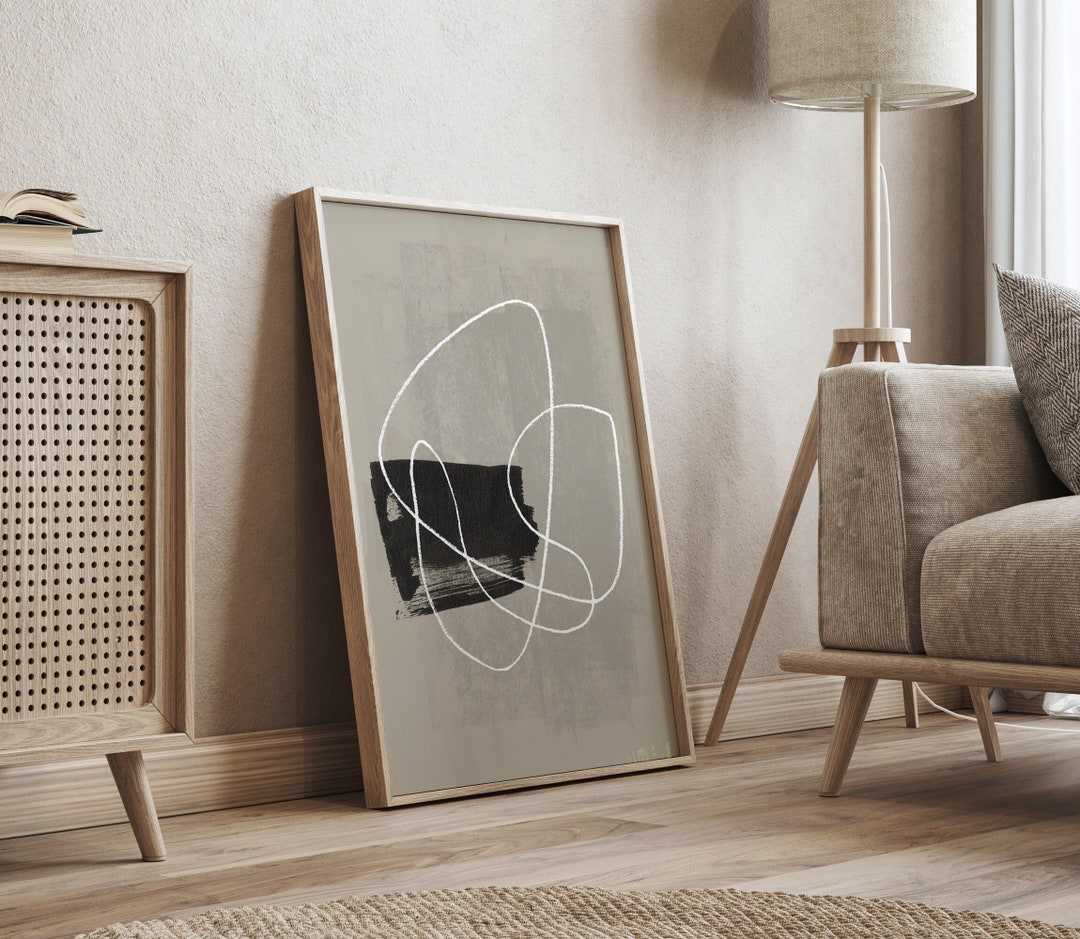 Abstract Line Scribble Print, Line Squiggle Modern Minimalist Art ...