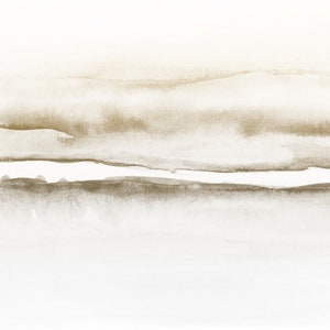 Printable Neutral Ocean Watercolor, Calm Beach Landscape Digital ...