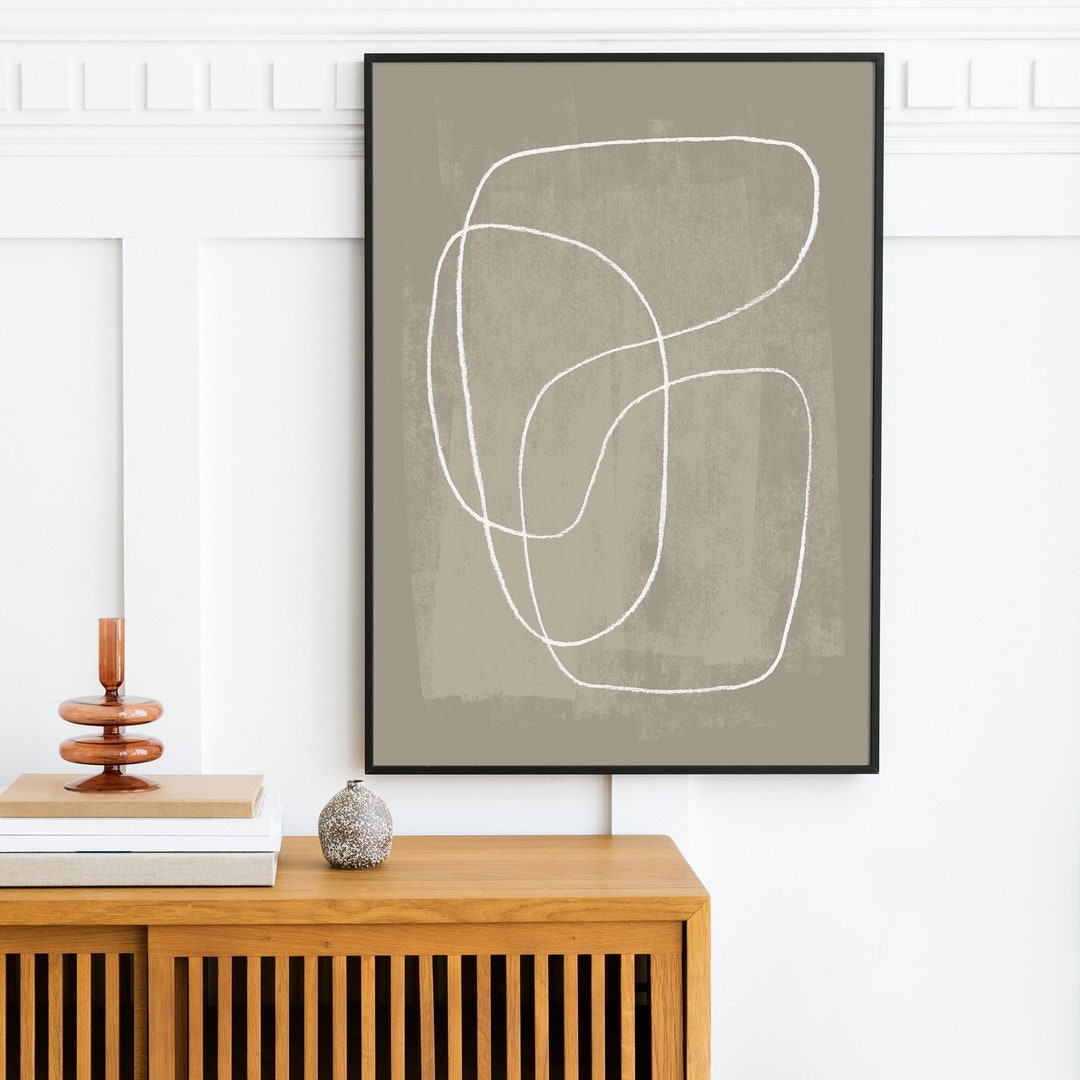 Continuous Line Squiggle Wall Art, Modern Scribble Drawing, Neutral ...