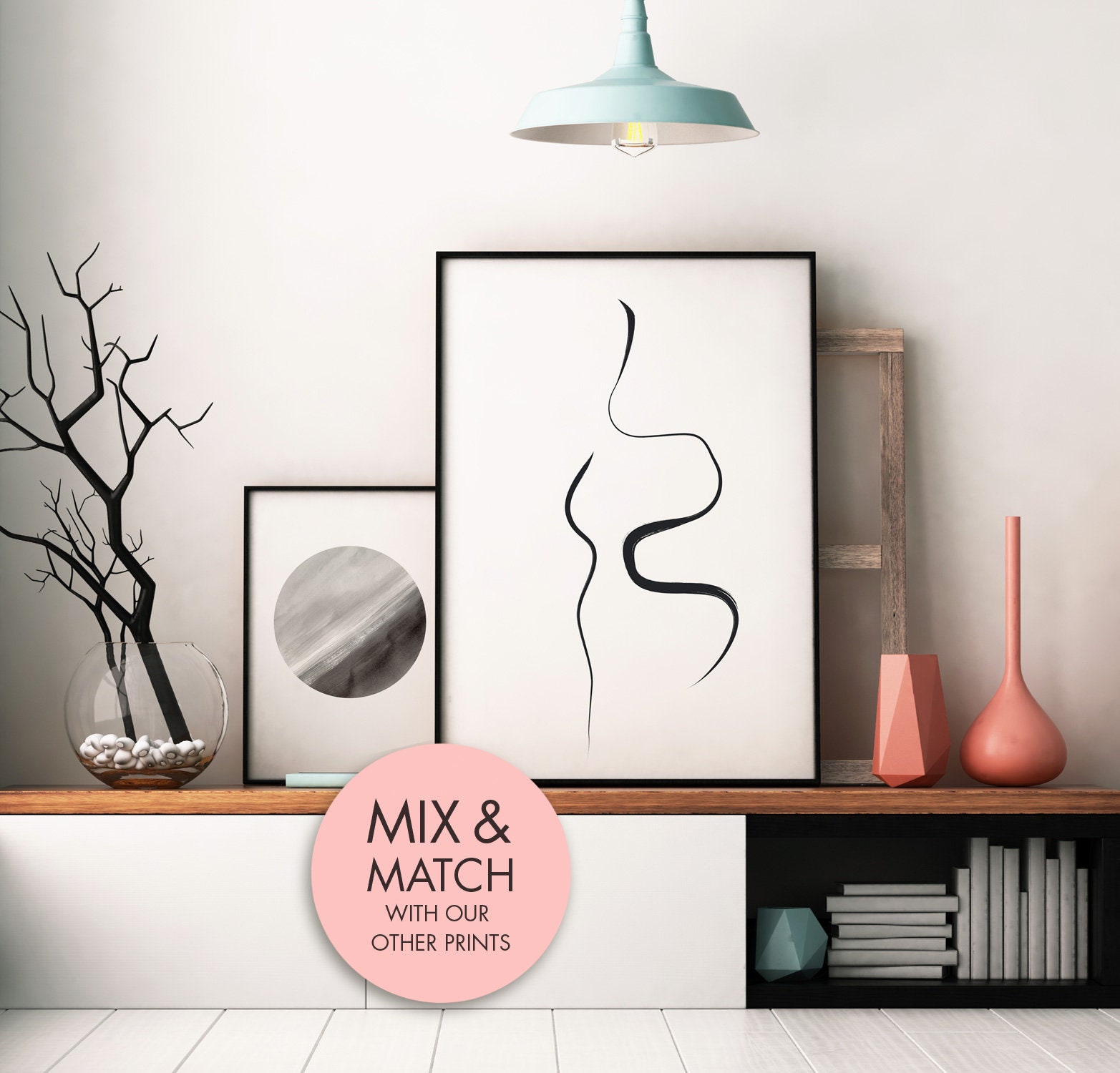 Line Drawing Line Wall Art Abstract Wall Decor Instant | Etsy