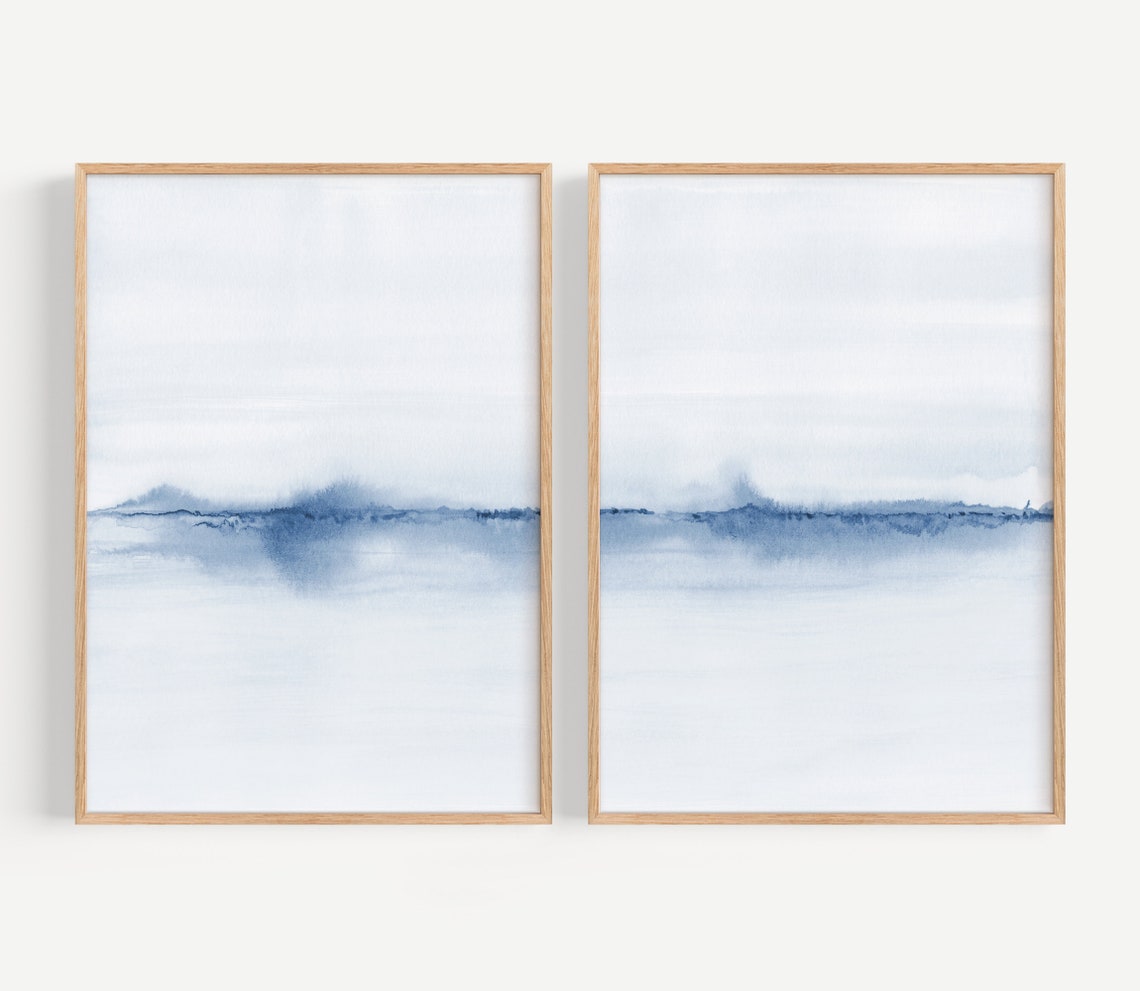 Set of 2 Prints PRINTABLE Wall Art Indigo Prints Abstract - Etsy