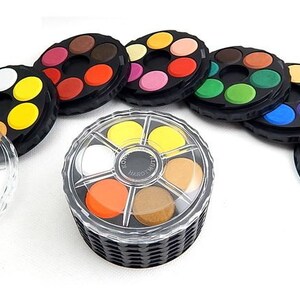 Watercolor Wheel Set Disc Trays Water Color Round Stackable Paints Koh ...