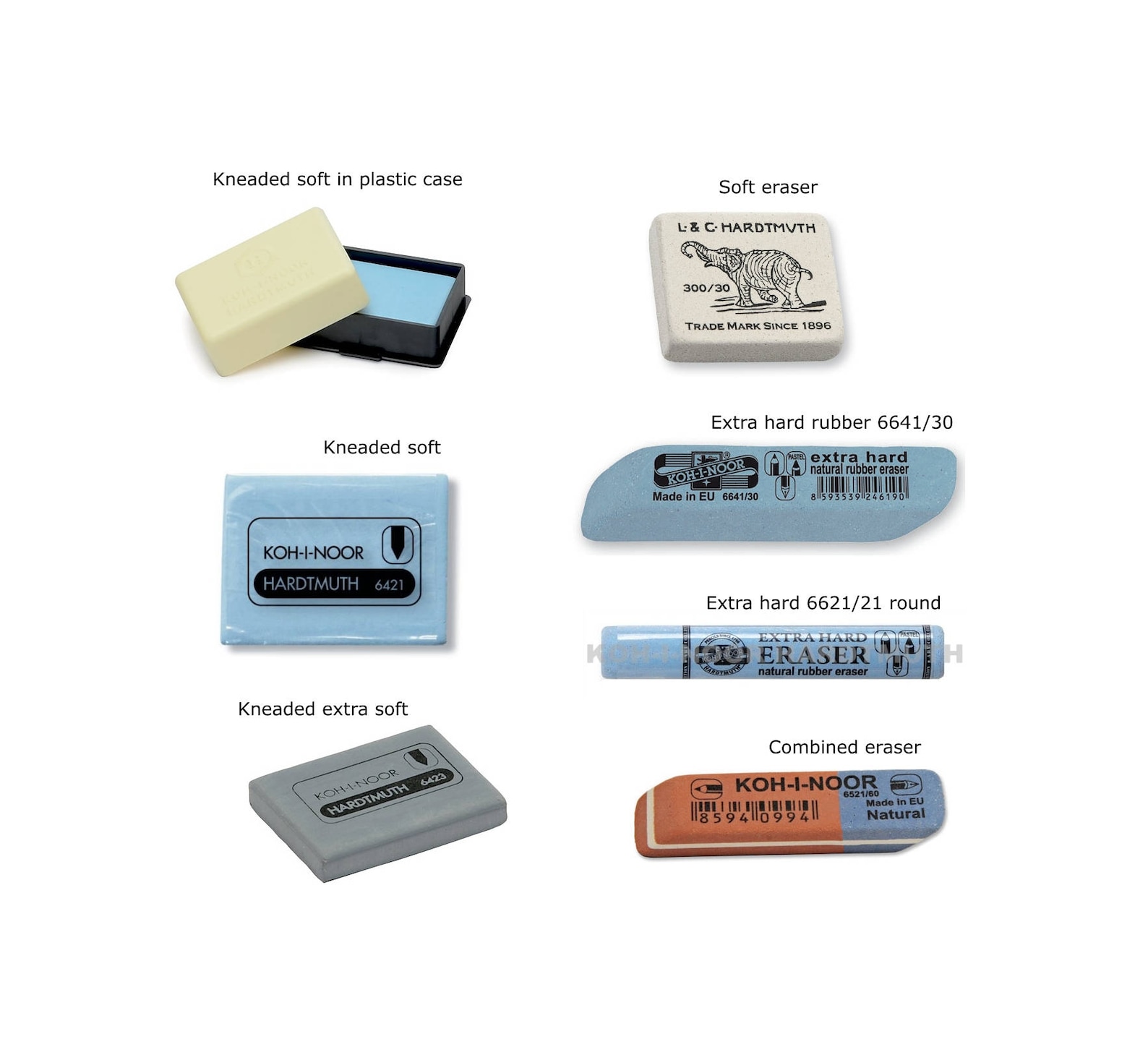 Pencil Rubber Eraser for Graphite Pencils Ink Crayon Koh-i-noor Putty ...