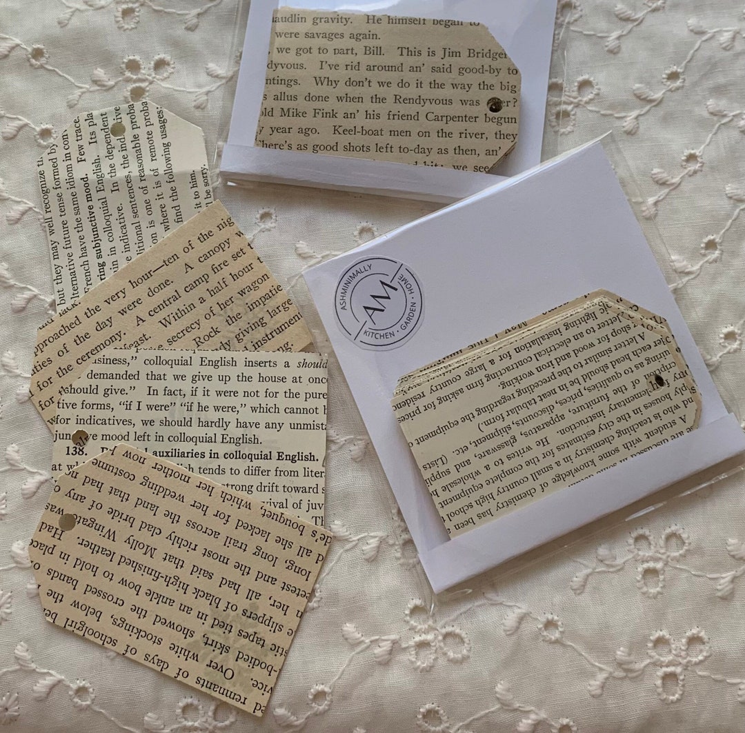 Antique Book Paper Gift Tags Set of 50 3 X 2 Inches Die Cut Tags Paper ...