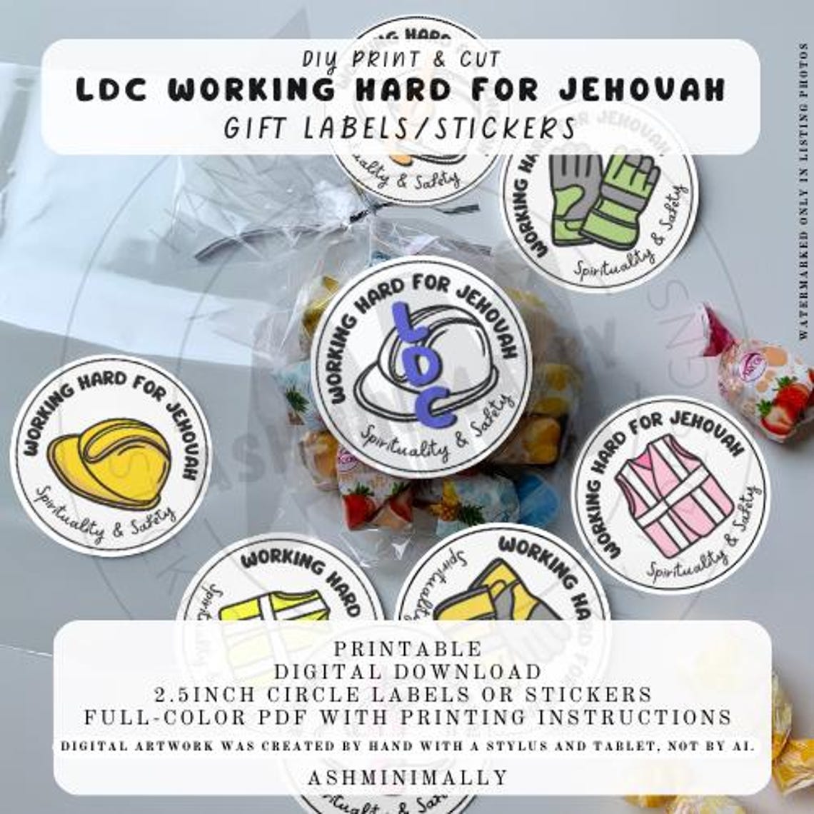 LDC Working Hard for Jehovah Labels | JW | Volunteer Work Inspired Pdf ...