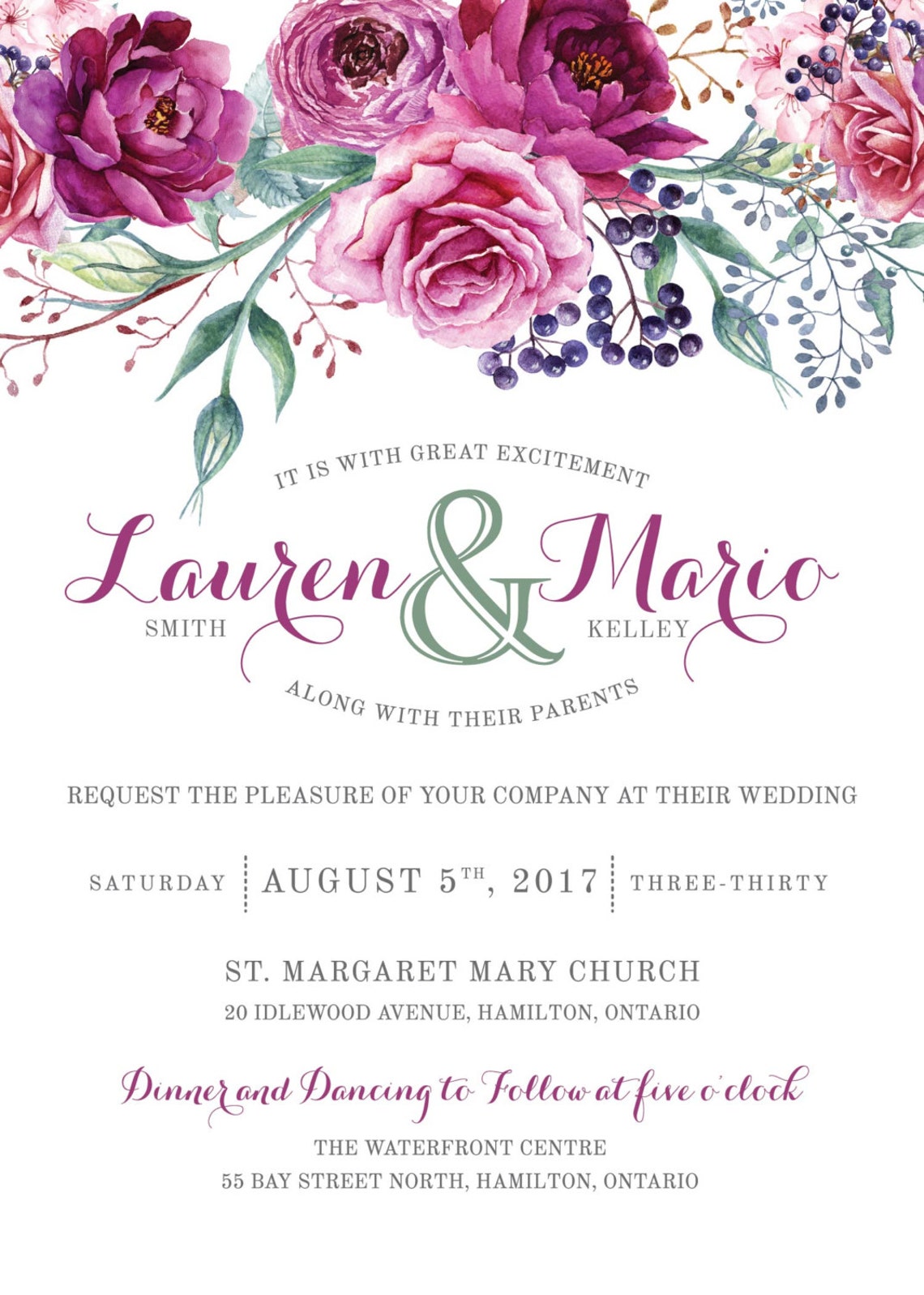 Floral Wedding Invitation Printable DIY - Etsy UK