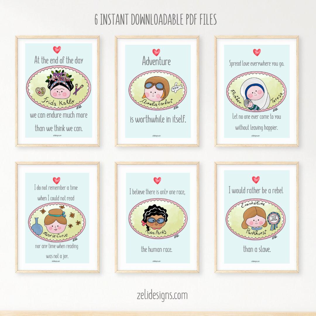 Set of 6 Inspirational Quotes Posters, Classroom Decor Bundle, Famous ...