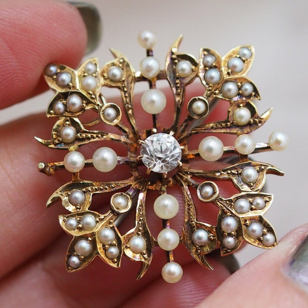Gold Pearl Brooch - Etsy