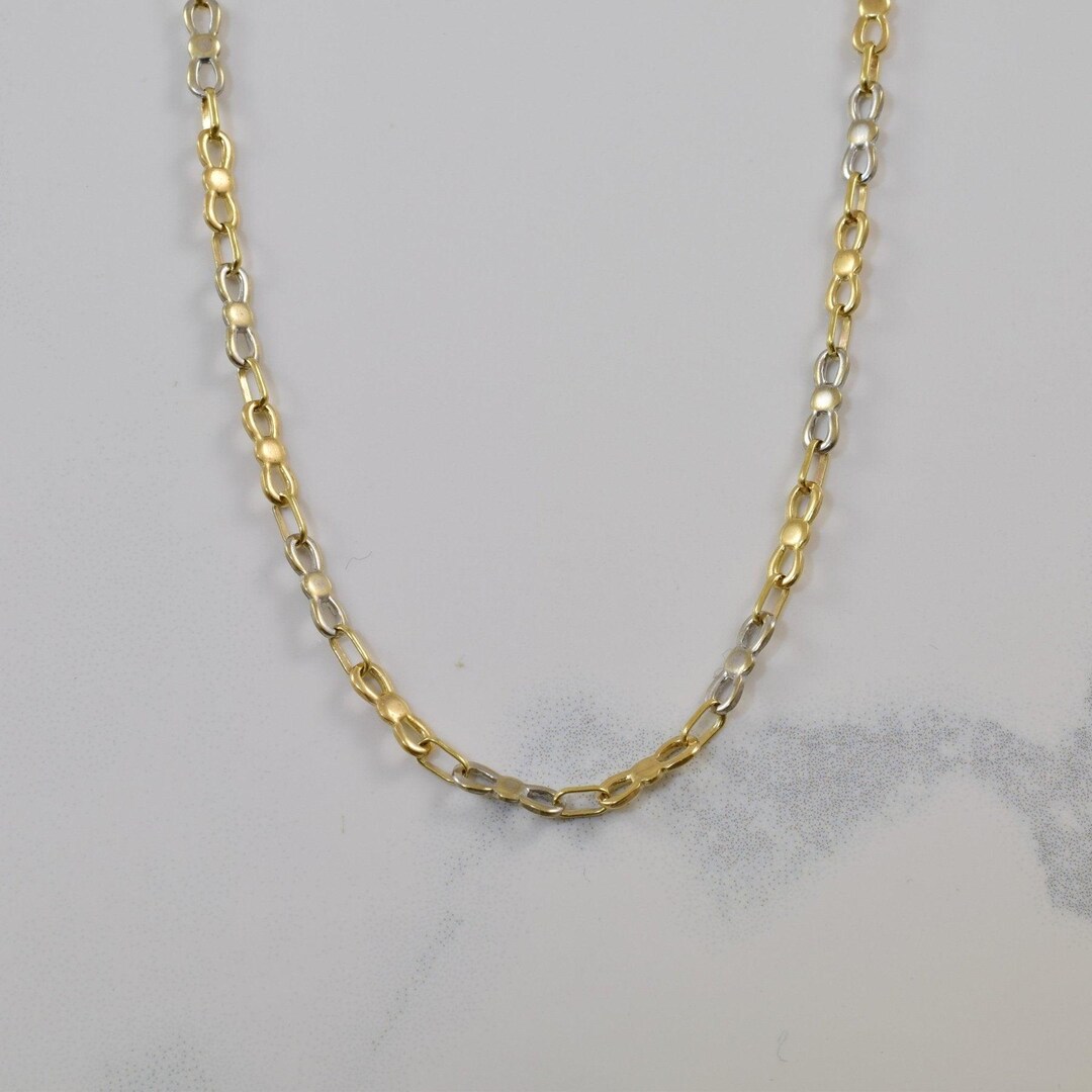 10k Two Tone Fancy Link Chain 19 - Etsy
