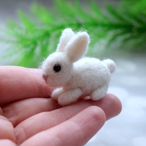 Tiny White Easter Bunny Dollhouse Miniarure Micro Rabbit Figurine ...