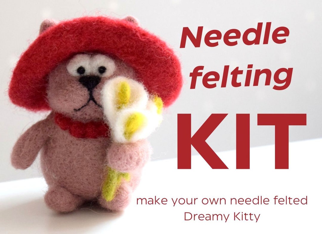 Needle Felting Kit Beginners starter Kit Dreamy Kitty DIY - Etsy