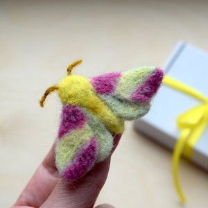 Rosy Maple Moth Brooch Felted Moth Pin Needle Felted Wildlife Pin ...