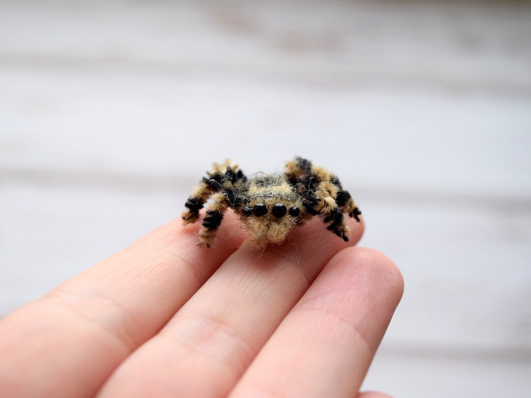 Spotted Jumping Spider Plush Figurine Dollhouse Ornament Micro Spider ...