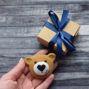 Bear Brooch Bear Pin Teddy Bear Pin Eco Friendly Brown Bear Woll ...