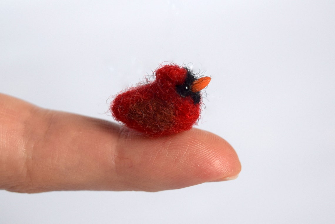 Tiny Red Cardinal Miniature Dollhouse Bird Micro Figurine Red - Etsy