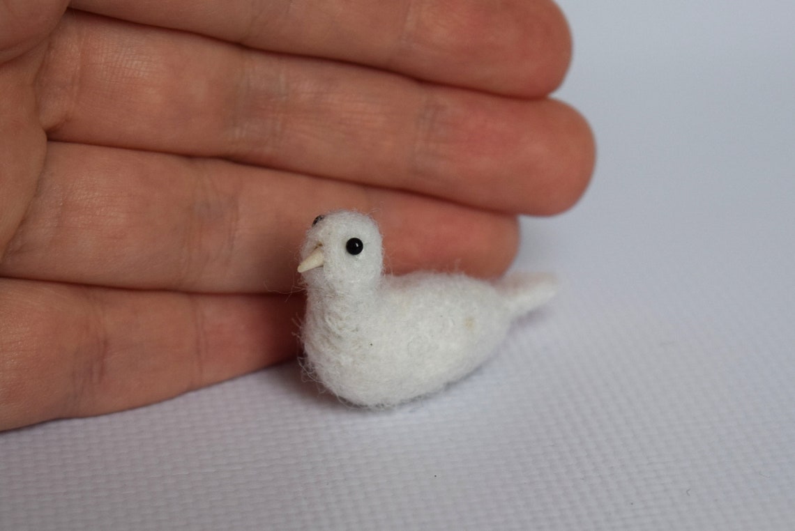 Dollhouse Miniature White Dove Needle Felted Dove Little Birds - Etsy